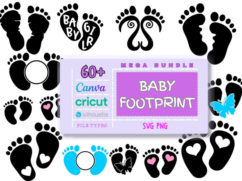 Baby Feet SVG Footprint Cut File Cute Footprints Baby Shower Gender ...
