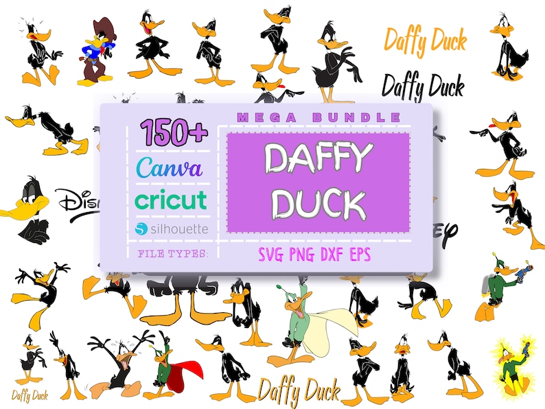 Daffy Duck Svg Bundle, Svg - Png - Dxf - Eps, Layered, Silhouette - Etsy