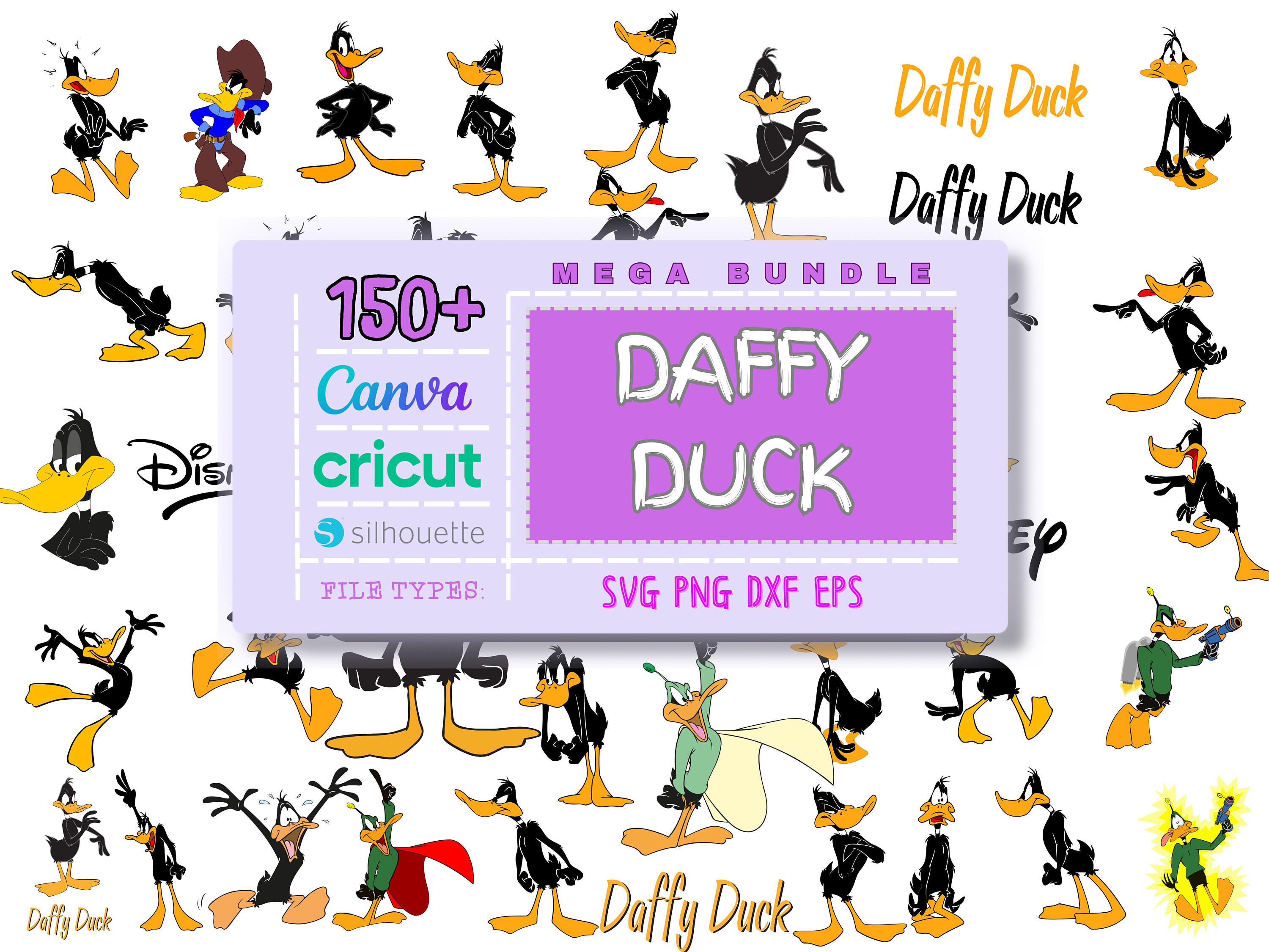 Daffy Duck Svg Bundle, Svg - Png - Dxf - Eps, Layered, Silhouette - Etsy