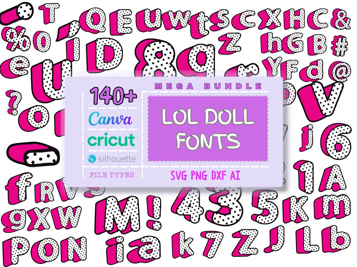 Pink Fonts, Polda Dots Alphabet, Numbers, Letters, Dollz, Layered, Svg ...