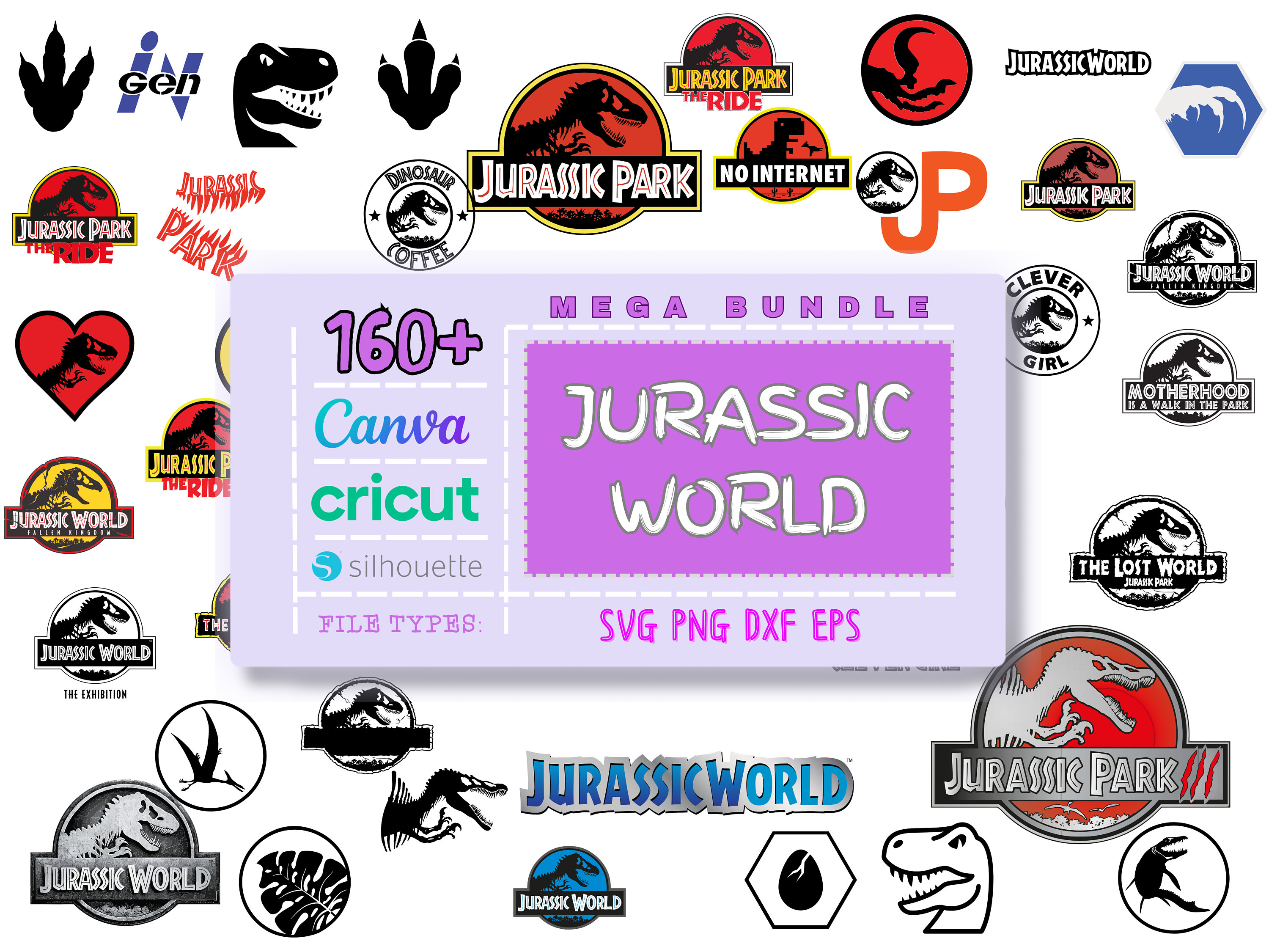 160+ Jurassic World Svg Bundle, Layered, Svg- Png - Dxf - Eps, Dinosaur ...
