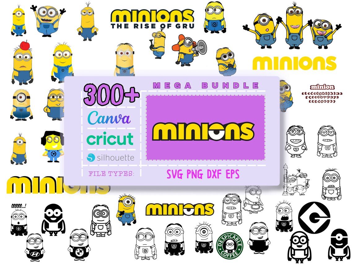 300+minion Svg Bundle, Minion Face Vector, Funny Minion Face, Minion ...