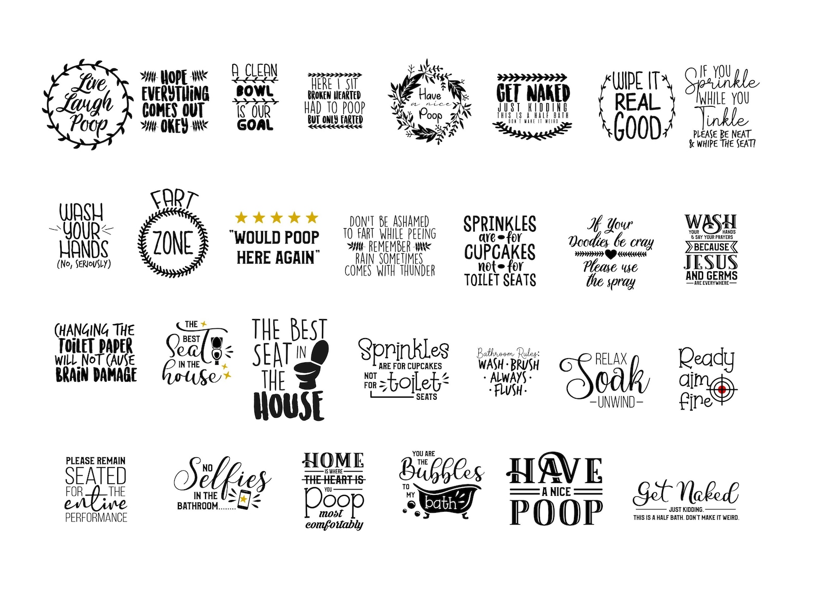 MEGA Funny Bathroom SVG Bundle, Bathroom Quote Svg, Bathroom Farmhouse ...