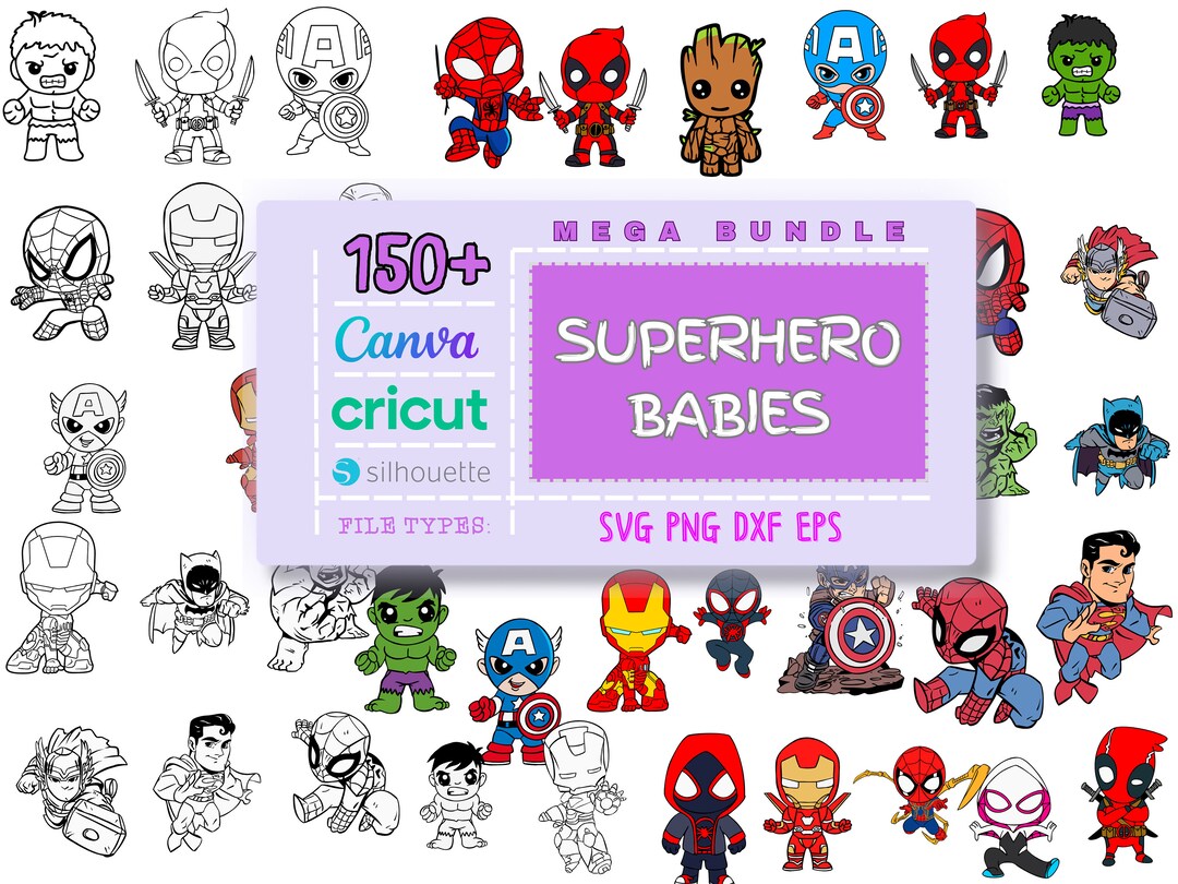 Avengers Baby Svg Bundle, Superhero, Chibi, Layered, Silhouette ...
