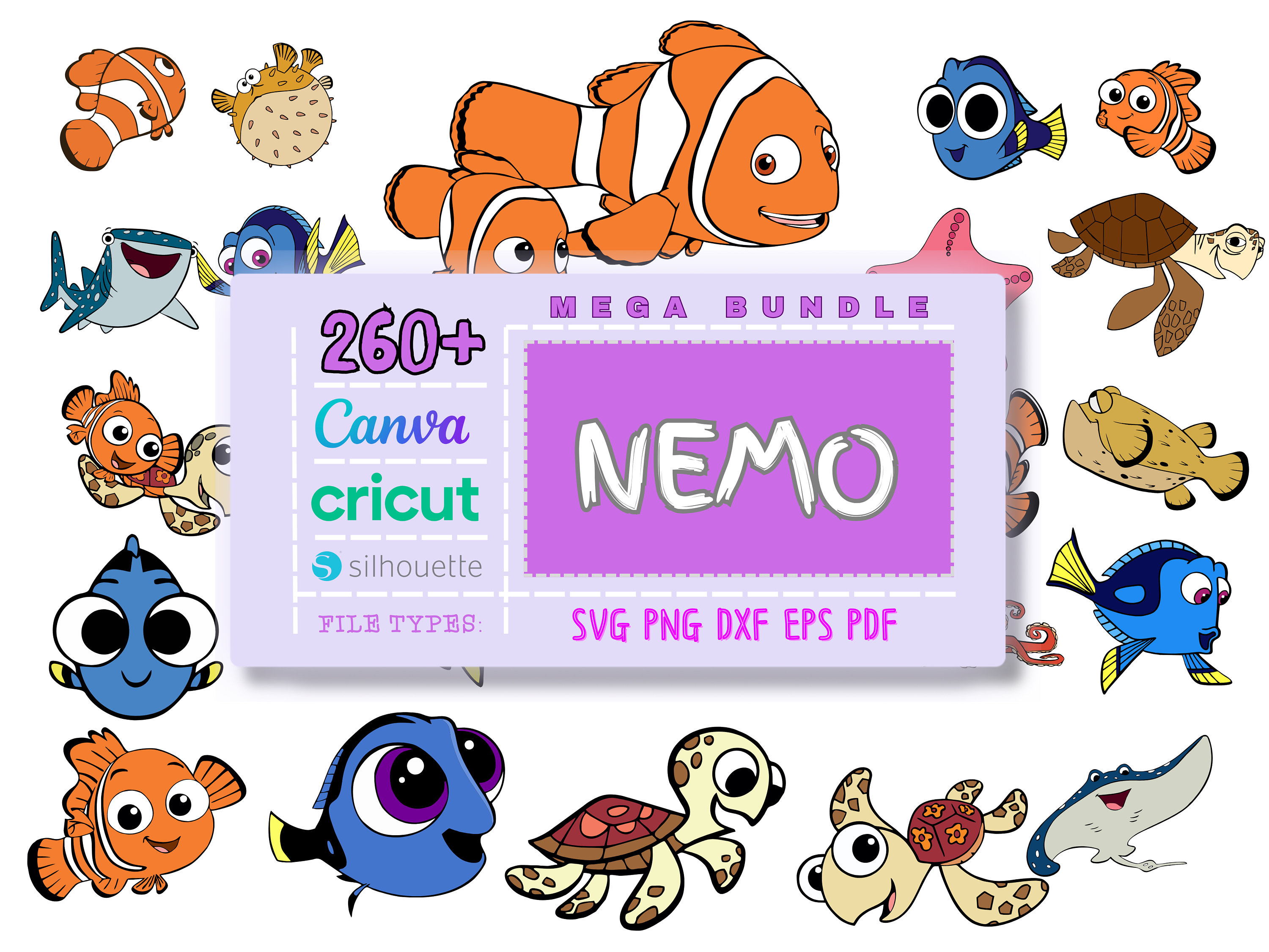 260+finding Nemo Svg Bundle- Png-svg-dxf-eps, Fish Svg , Cartoon ...