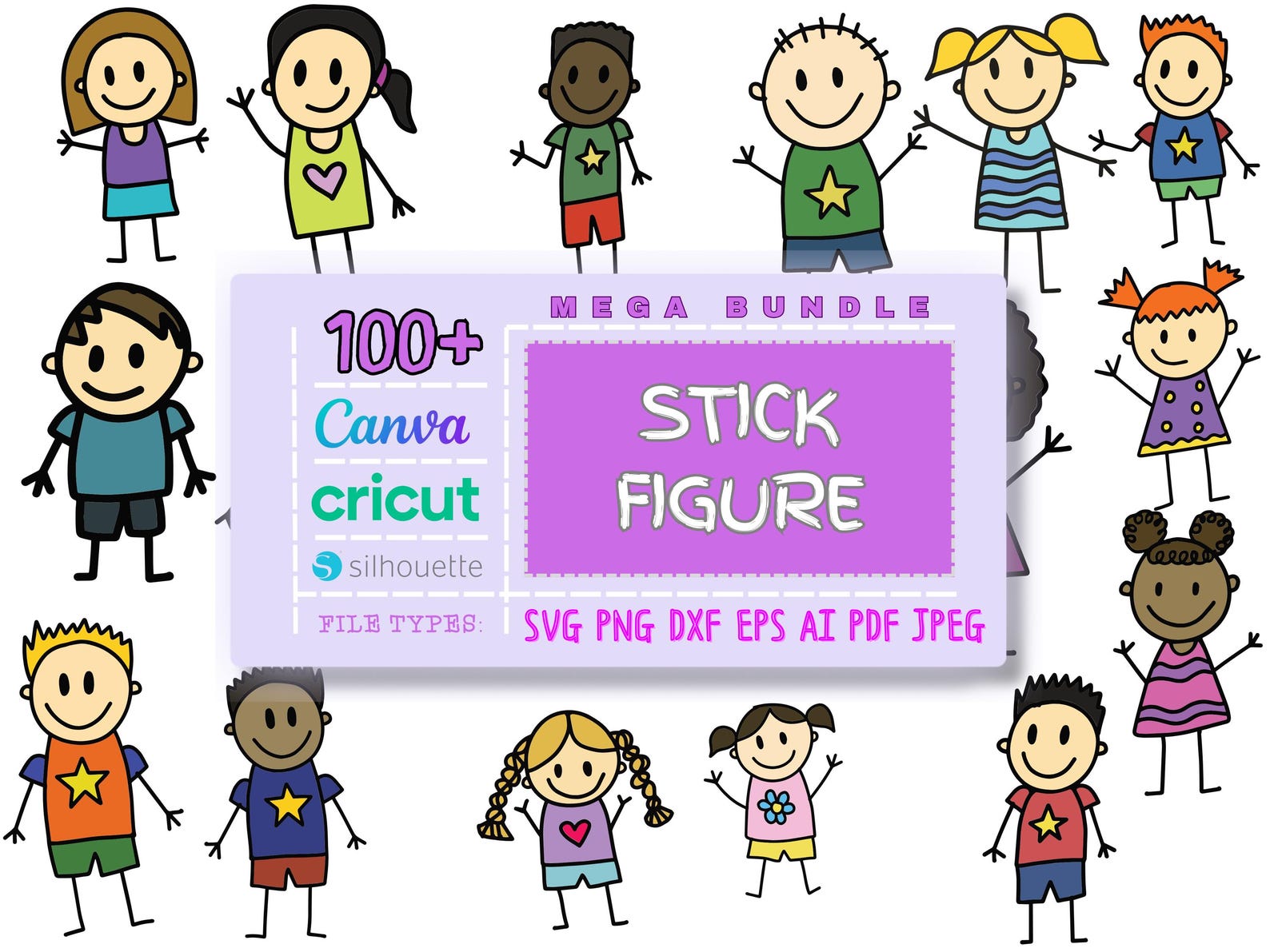 100+stick Figures SVG, Stick Children SVG, Stick Boy Clipart, Stick ...