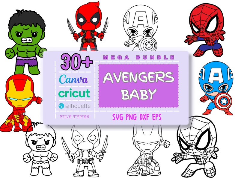 Avengers Baby Svg Bundle, Cartoon, Superhero, Layered, Silhouette, Hulk ...
