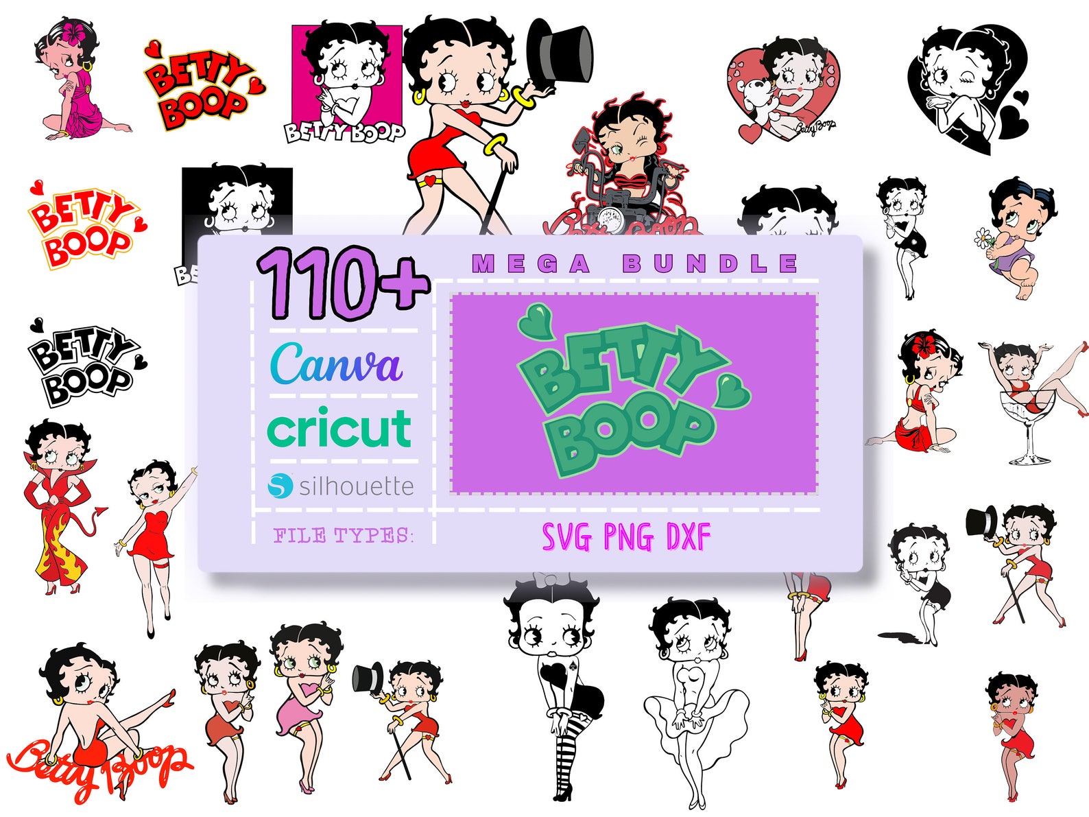 Betty Boop SVG Bundle,betty Boop Layered,svg, Easy Cut,tshirt Print ...