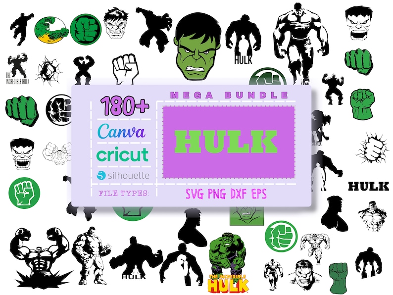 Hulk Svg Bundle, Superhero, Avengers, Layered, Svg - Png - Dxf - Eps ...