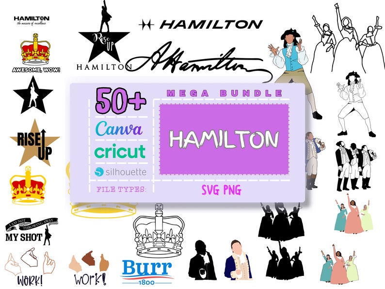 50+hamilton SVG PNG Bundle, Instant Digital Download Bundle, for Cricut ...