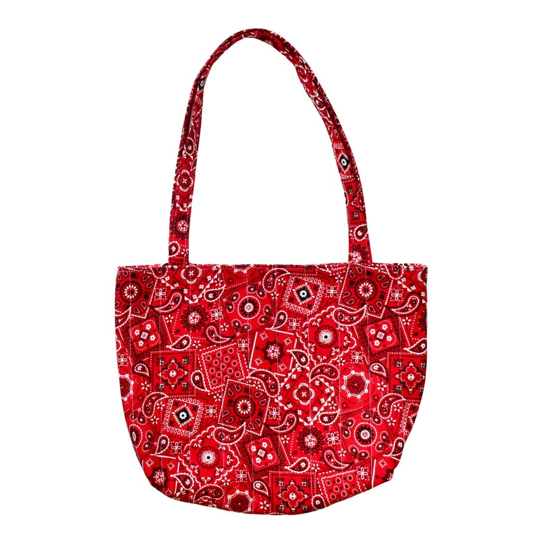 Red Bandana Tote Bag | Quilted Cotton Totes | Handmade Shoulder Bags - Etsy