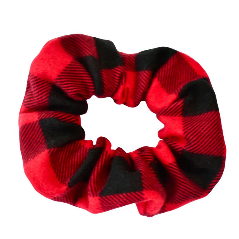 Red & Black Plaid Scrunchie | Cozy Cotton Flannel Hair Tie | Christmas ...