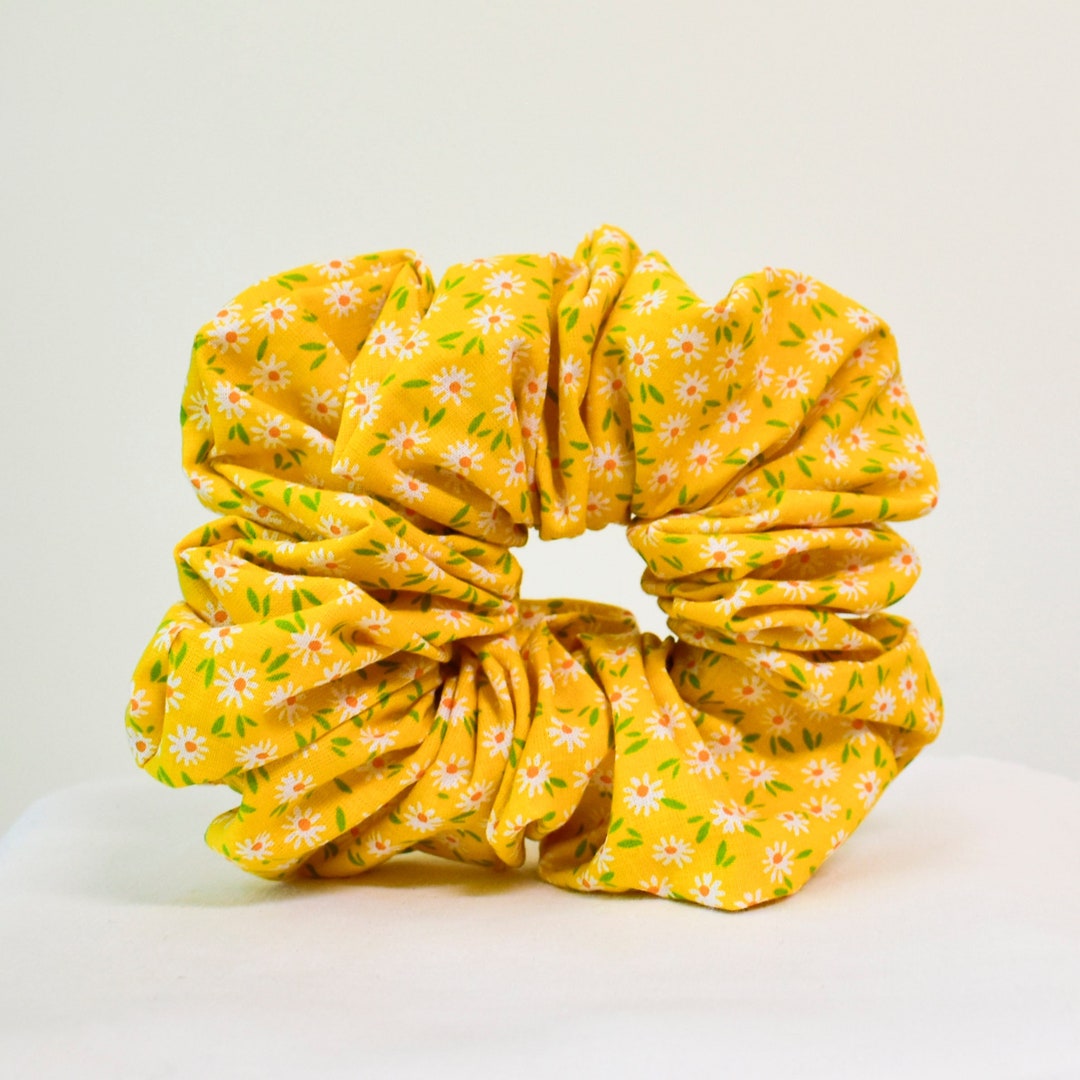 Oversize Yellow Scrunchie, Oversize Cotton Scrunchies, Large Cotton ...