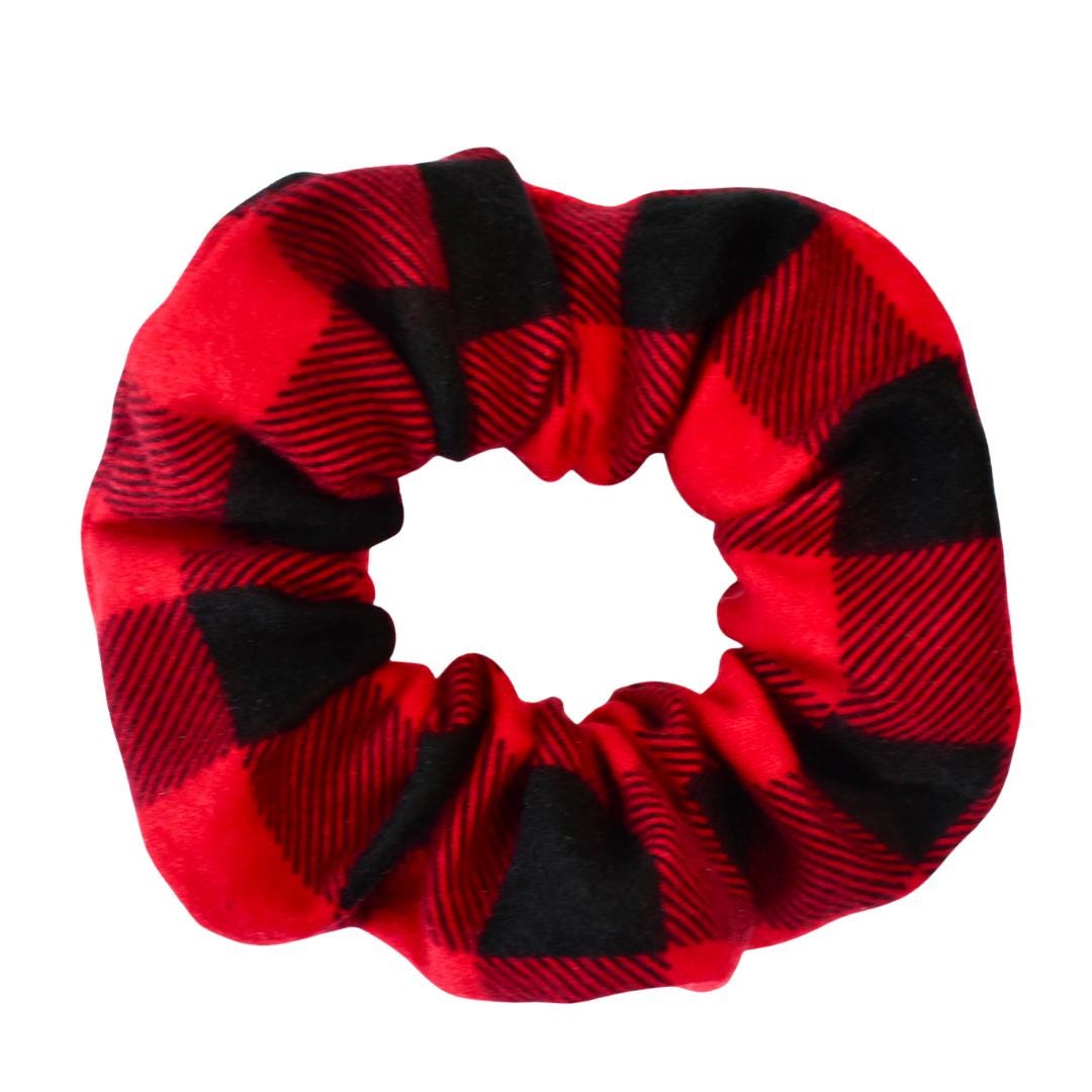 Red & Black Plaid Scrunchie | Cozy Cotton Flannel Hair Tie | Christmas ...