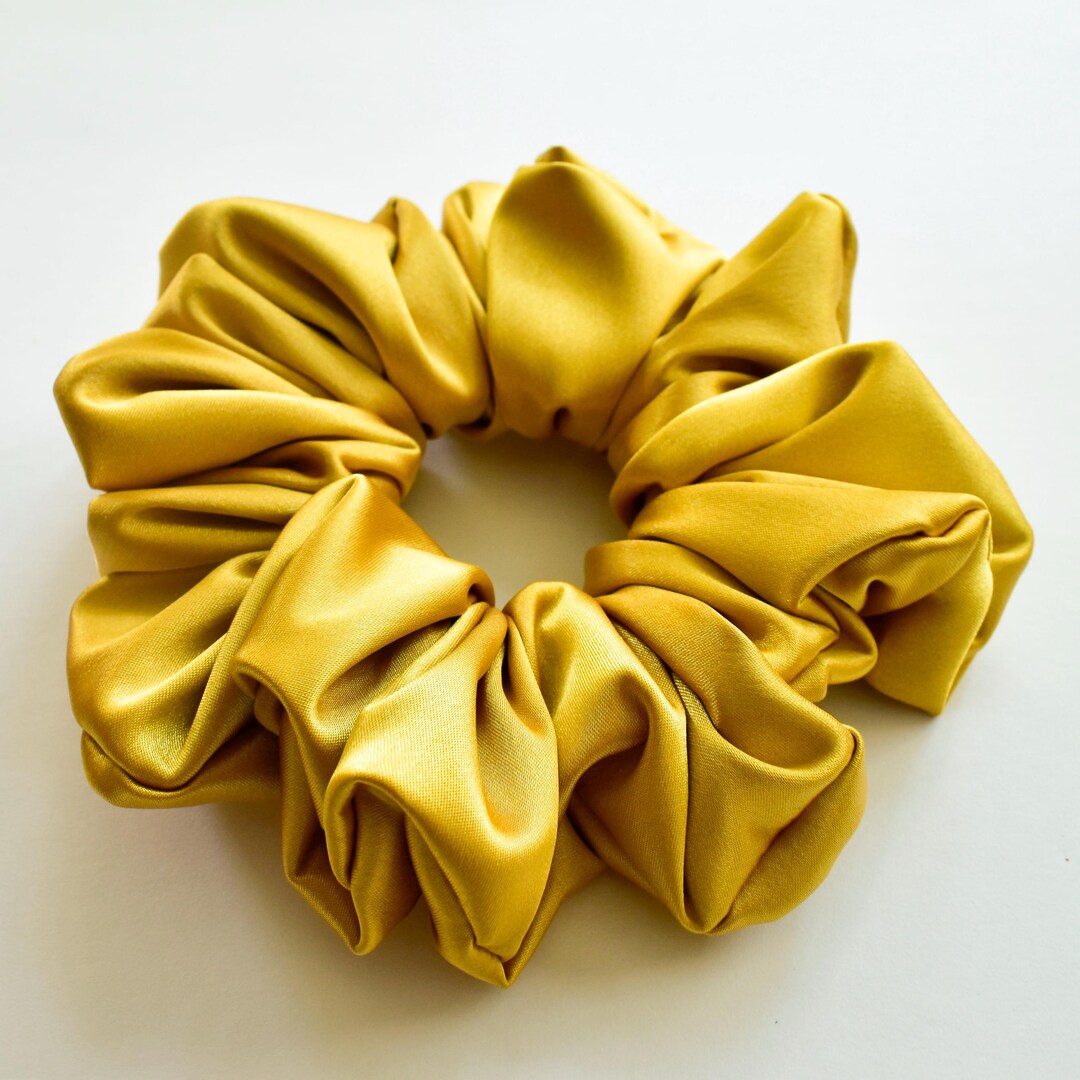 XL Gold Satin Scrunchie, Oversized Gold Satin Scrunchie, Gold Scrunchie ...