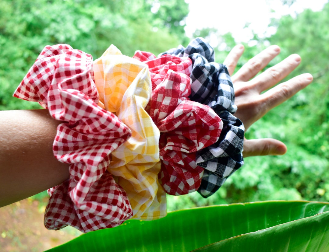 Red Gingham Scrunchie, Oversize Red Gingham Scrunchie, XL Red ...