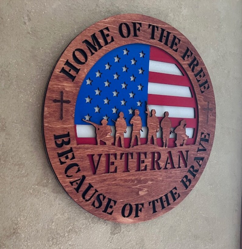 Home of the Free Because of the Brave Veteran Sign. Wood, Spray Painted ...