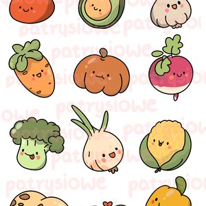 Cute Veggies Clipart Set - Etsy