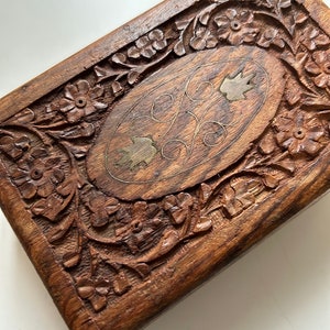 Antique Box With Lid, Vintage Carved Wooden Box, Boho, Dark Academia ...