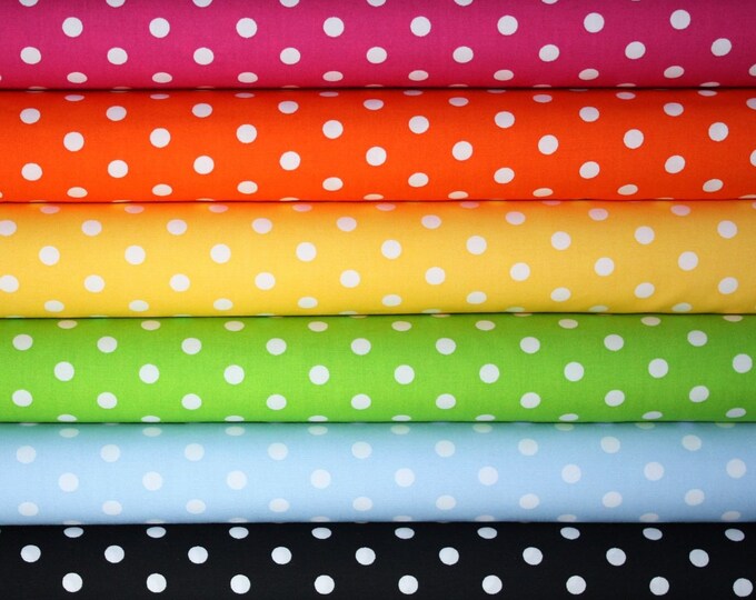 Robert Kaufman Pimatex Basics Polka Dot Fabric-1/2 Yard Bundle, 6 Total ...