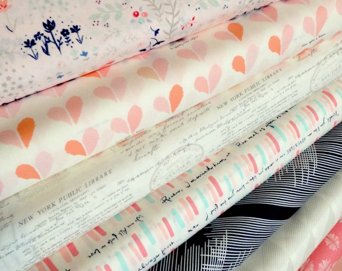 Paperie Fabric Bundle of 7 by Amy Sinibaldi for Art Gallery, Cotton ...