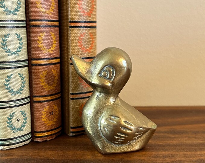 Vintage Solid Brass Duckling Figurine ~ Mid-century Brass Duck ~ Solid ...