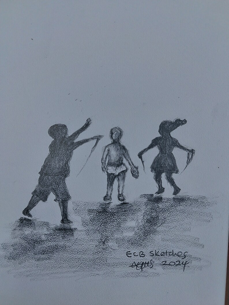 Playing Kids Drawing, Silhouette Figure Drawing, Kids Drawing,kids ...