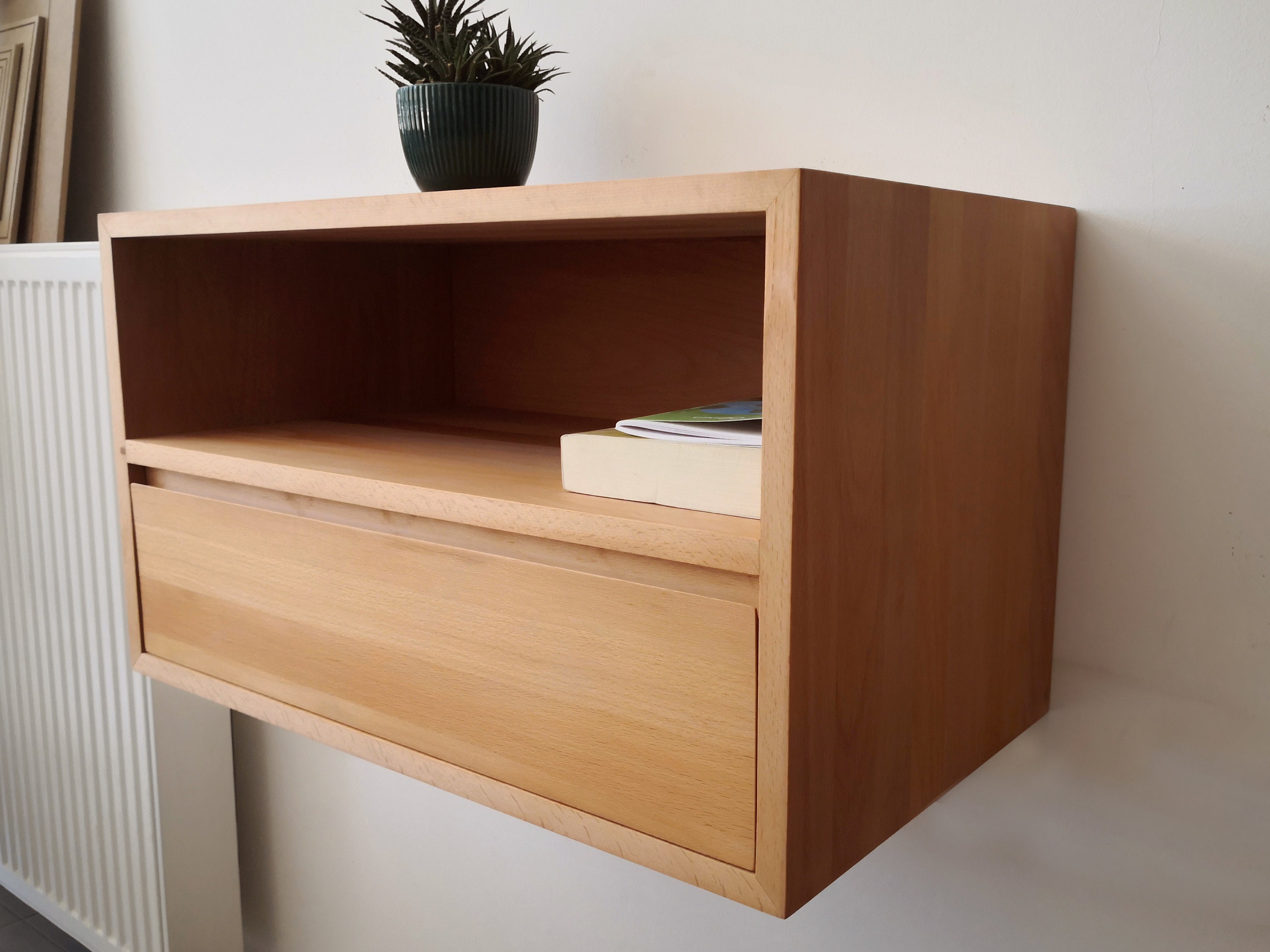 Solid Wood Floating Console Table and Nightstand, Custom Size - Etsy