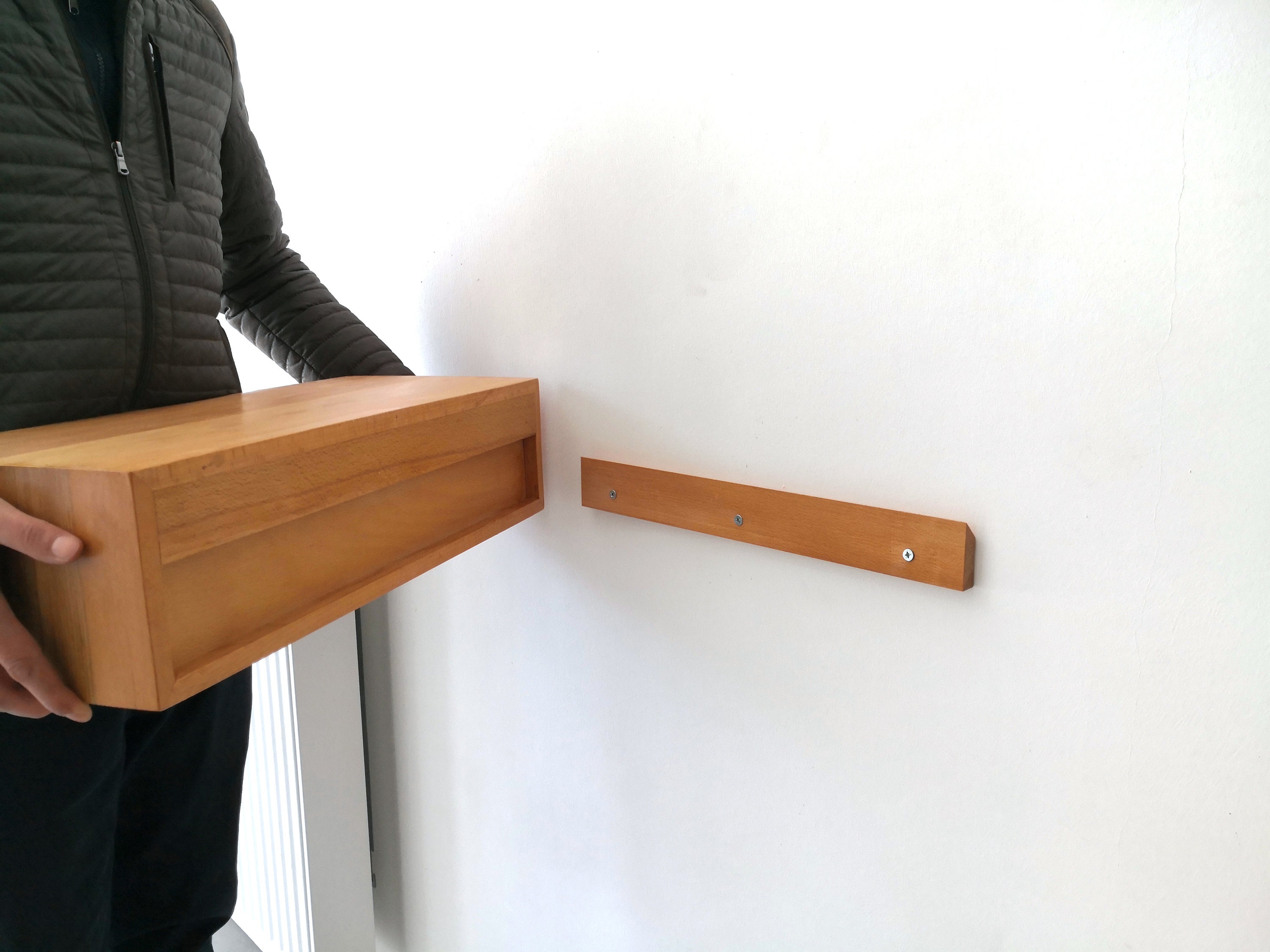 Solid Wood Floating Console Table and Nightstand, Custom Size - Etsy