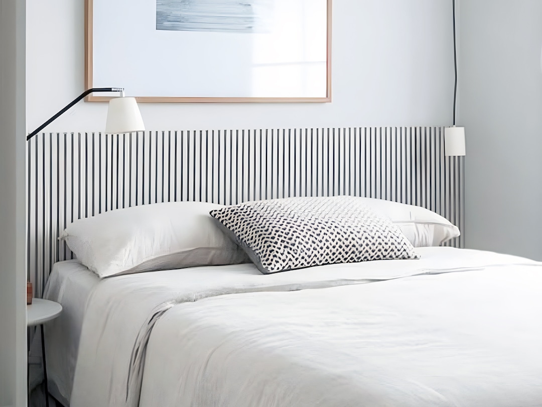 Slatted Headboard, Custom Sizes Available, Slat Wall Cover, White or ...