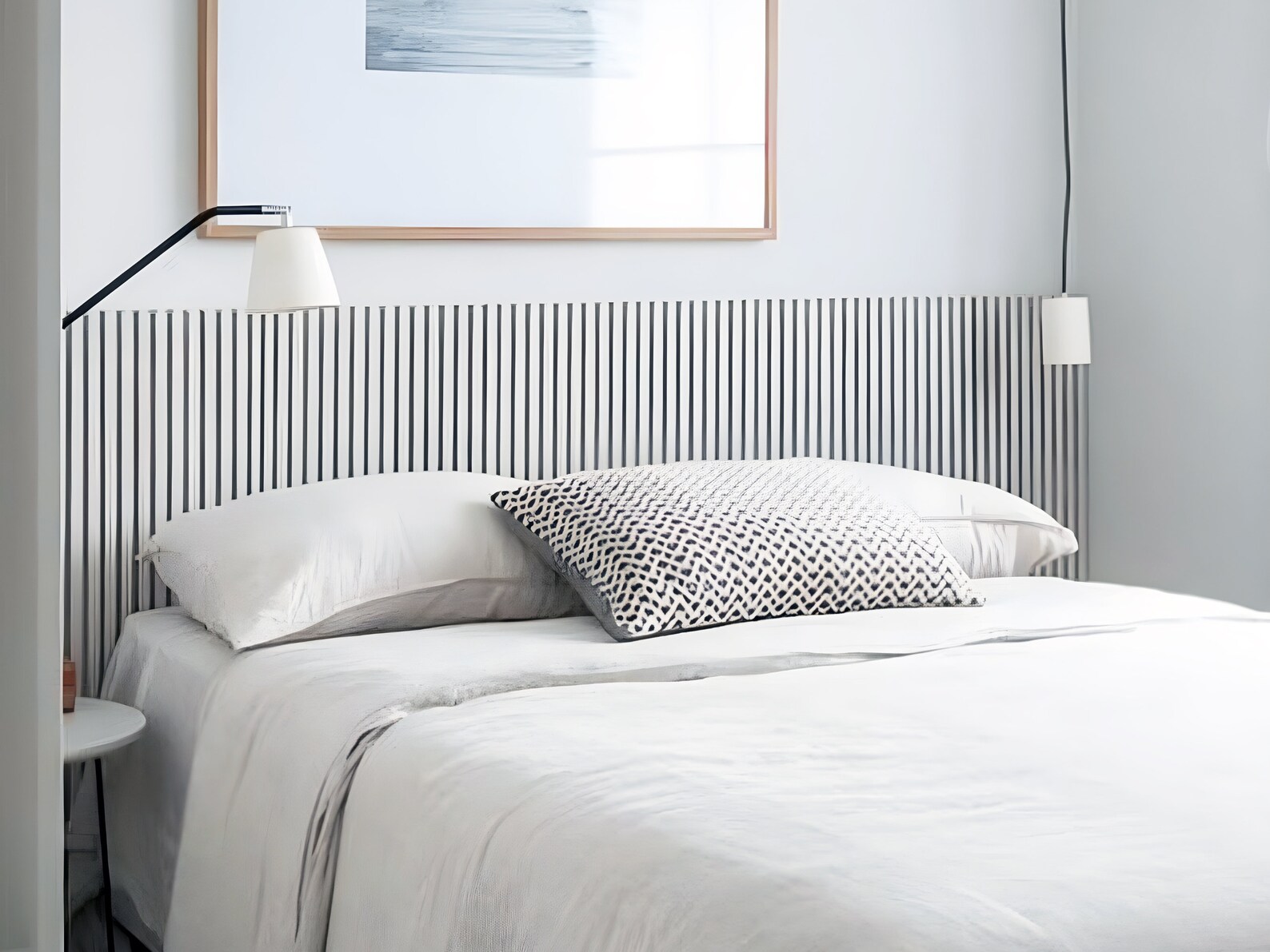Slatted Headboard, Custom Sizes Available, Slat Wall Cover, White or ...