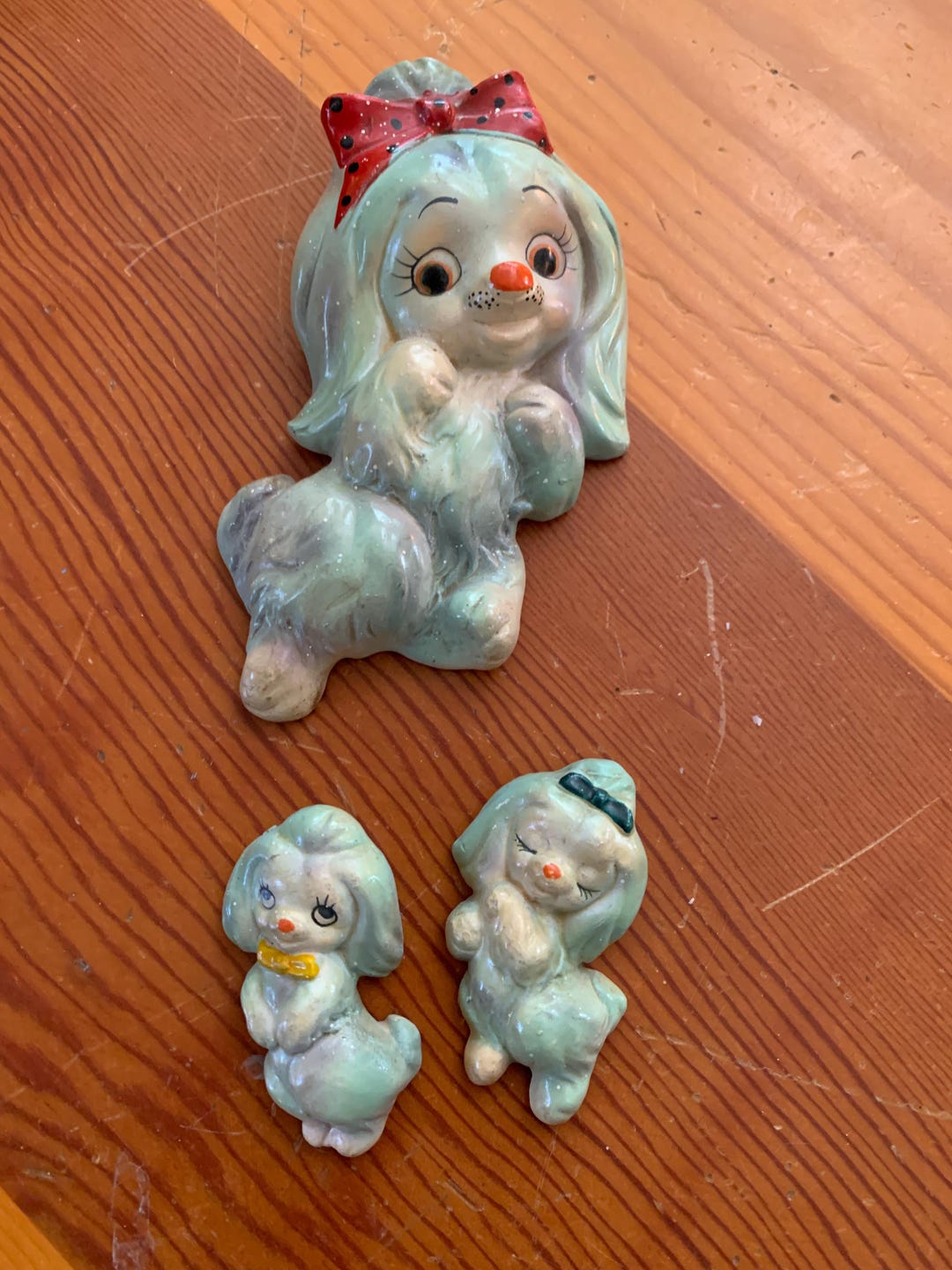 Vintage Chalkware Dog and Puppies Wall Hangings - Etsy