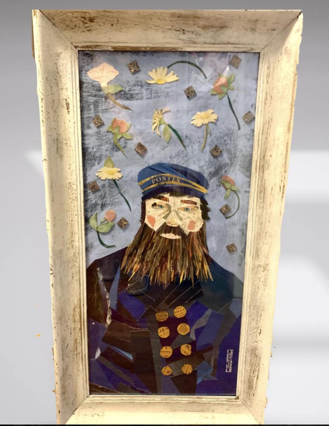 Vincent Van Gogh, Postman Joseph Roulin Paper Collage, Original Art ...