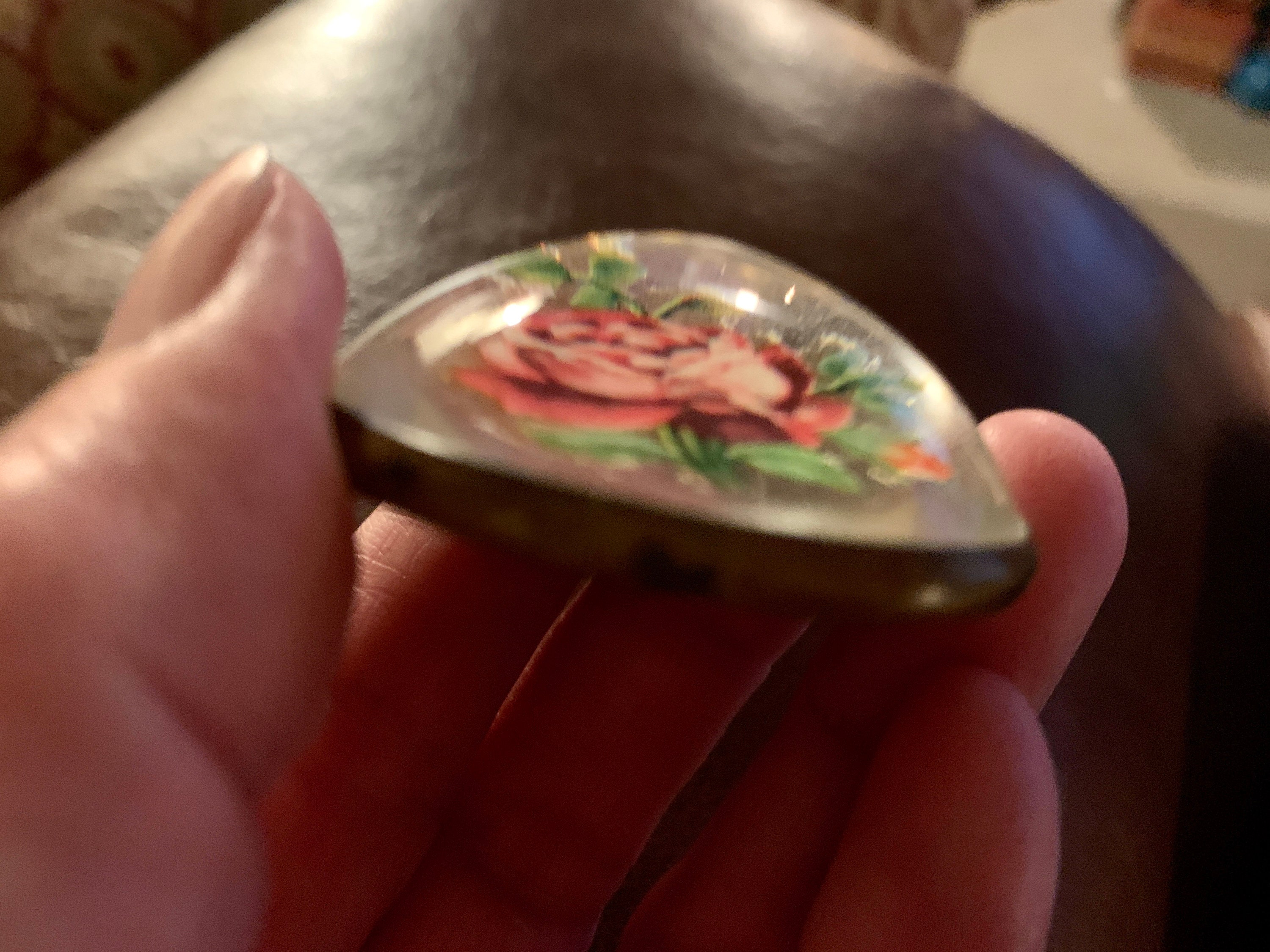 Antique Floral Bridle Rosette Glass Dome Deep Rose Background Brooch - Etsy