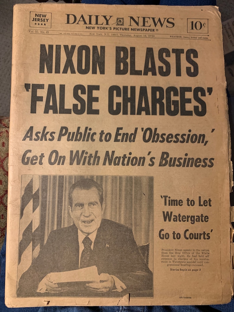 Vintage Nixon Blasts False Charges New York Daily News August 1973