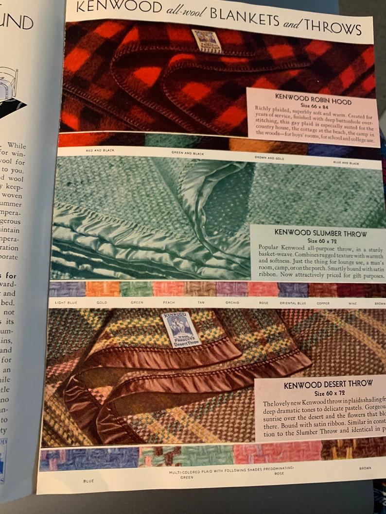 Kenwood Wool Blanket Advertising Catalog, Selection and Care of ...