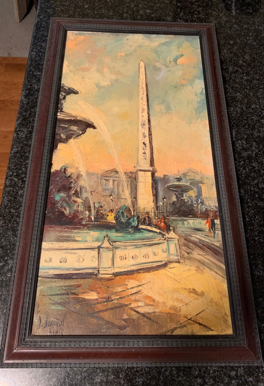 Obelisk in Paris Oil Painting by Adrian Beauval, 20th Century, Luxor ...
