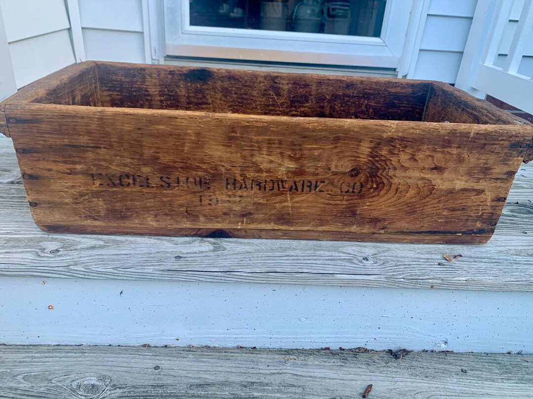 Rare Excelsior Hardware Wooden Box Crate, Great Patina, Stamford ...