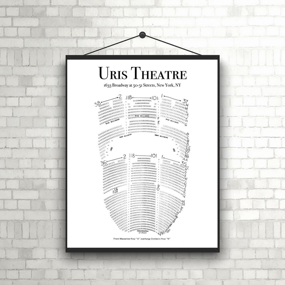 BROADWAY Theaters, Vintage Uris Theater, Seating Chart, Poster, DIGITAL ...