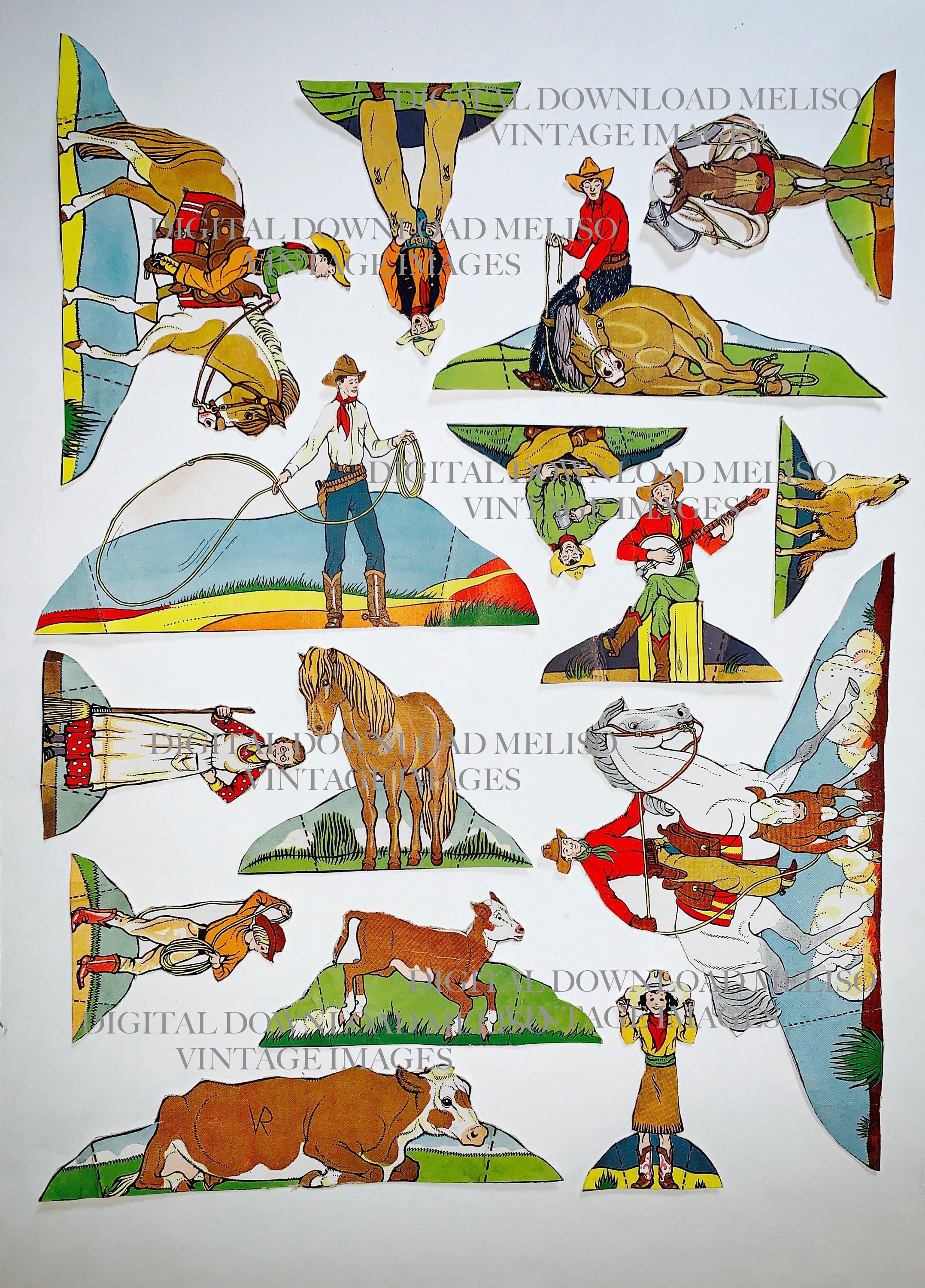 Cowboys & Cowgirls Western Cutouts Instant Download Paper, Craft ...