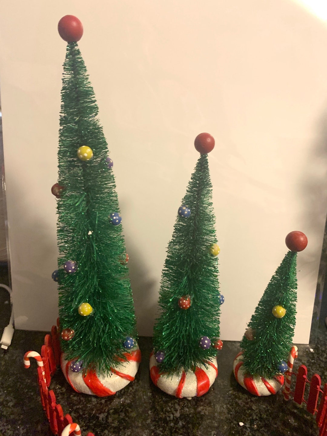 Department 56 Candy Cane Trees and Candy Cane Fence, Christmas Tree ...