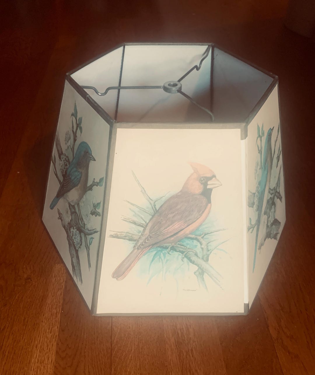 Vintage Ph. Gonner Birds Lamp Shade, Hexagon, 6 Birds, Large 14" Wide ...