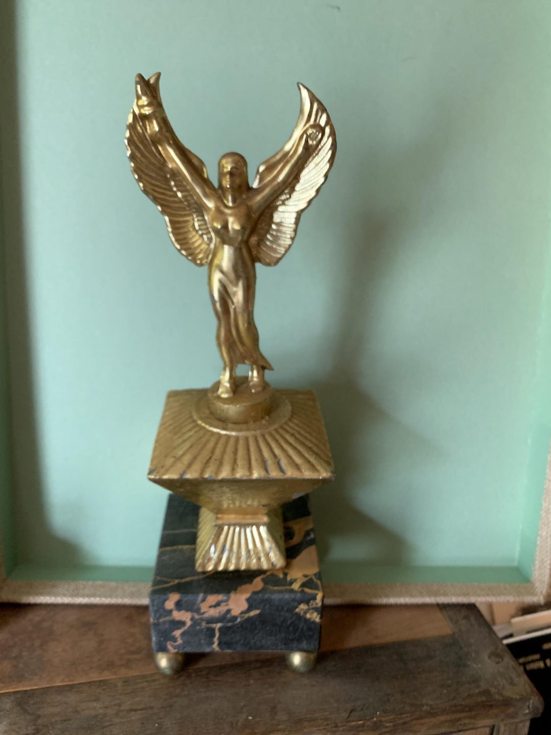 Vintage Art Deco Winged Lady Trophy With Torch, Marble Base - Etsy
