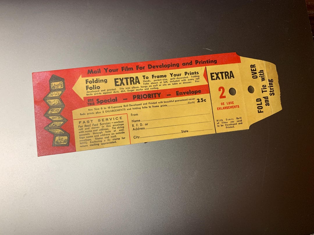 1940s Vintage Film Envelope, Film Developing, Dean Studios, Omaha ...