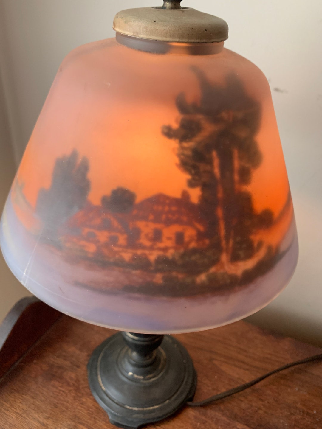 Moe Bridges Vintage Boudoir Reverse Painted Lamp, Antique Lamp ...