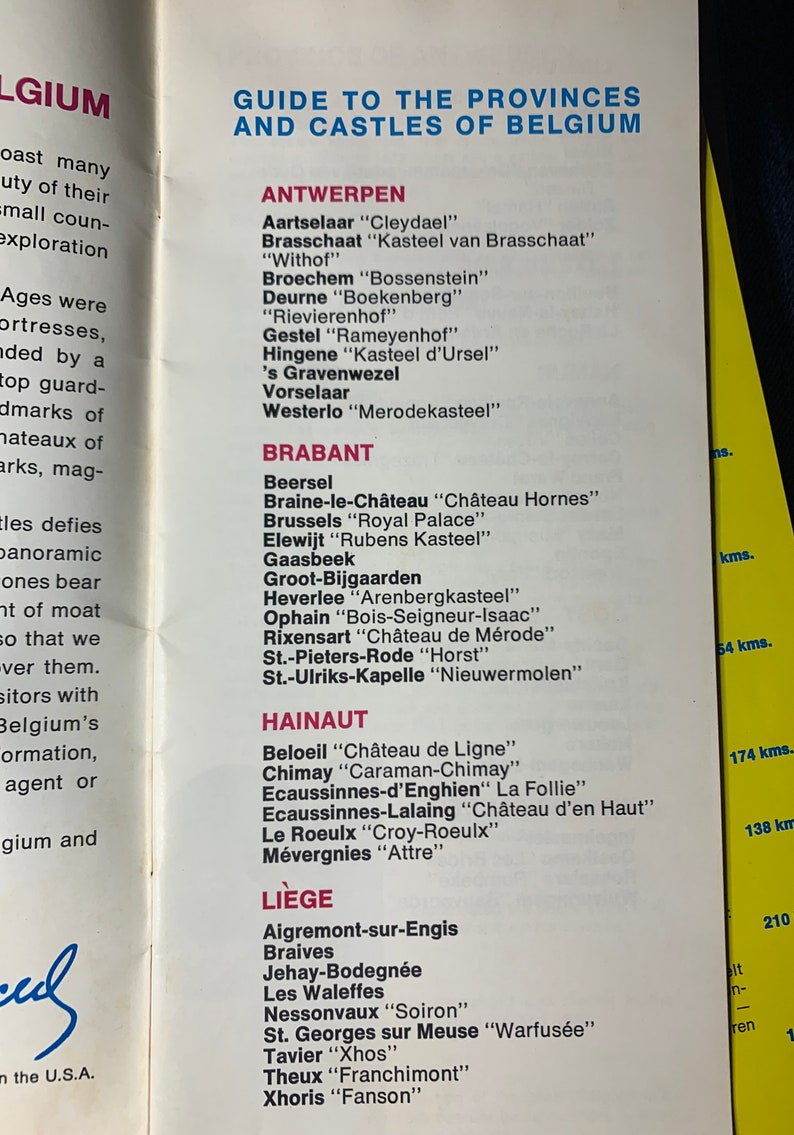 1972 the Castles of Belgium Brochure, Nine Provinces, Vintage Travel ...