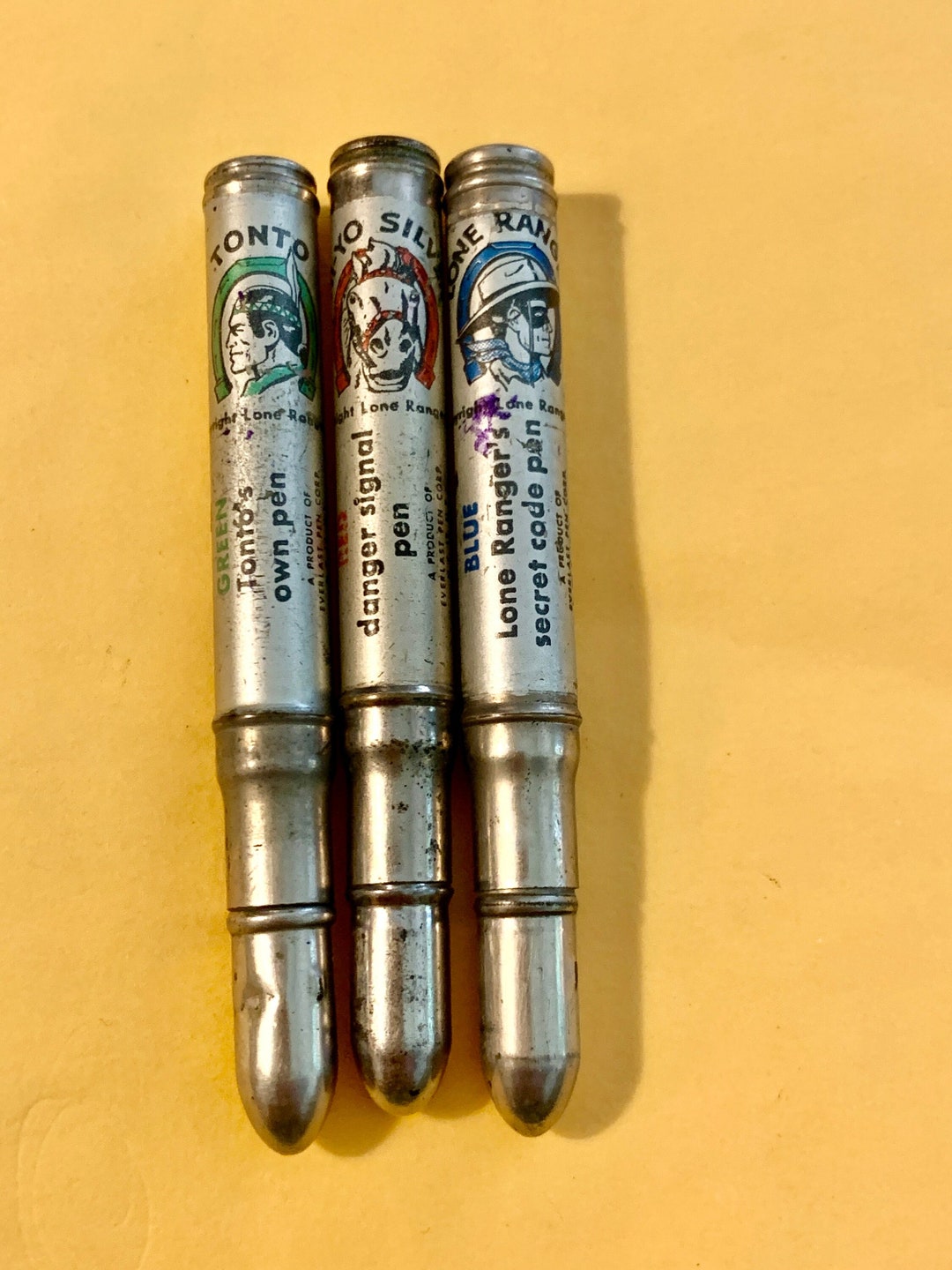 Lone Ranger, Hi-ho Silver and Tonto Silver Bullet Writing Pens, RARE ...