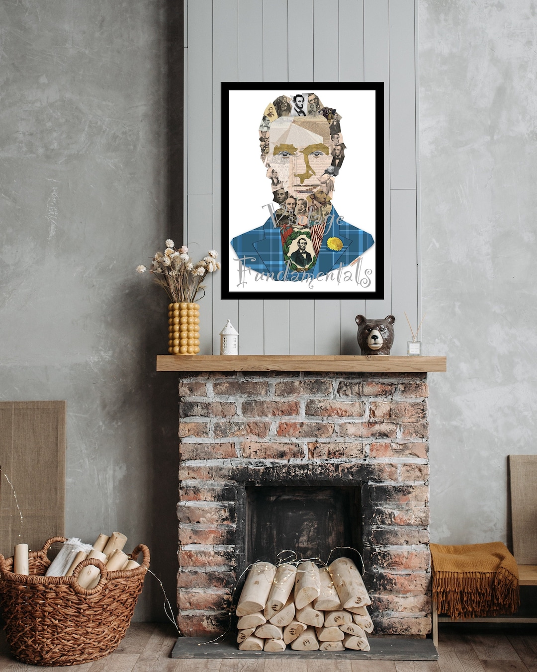 Abraham Lincoln Poster, Digital Collage, Original Art, 18x24 Poster ...