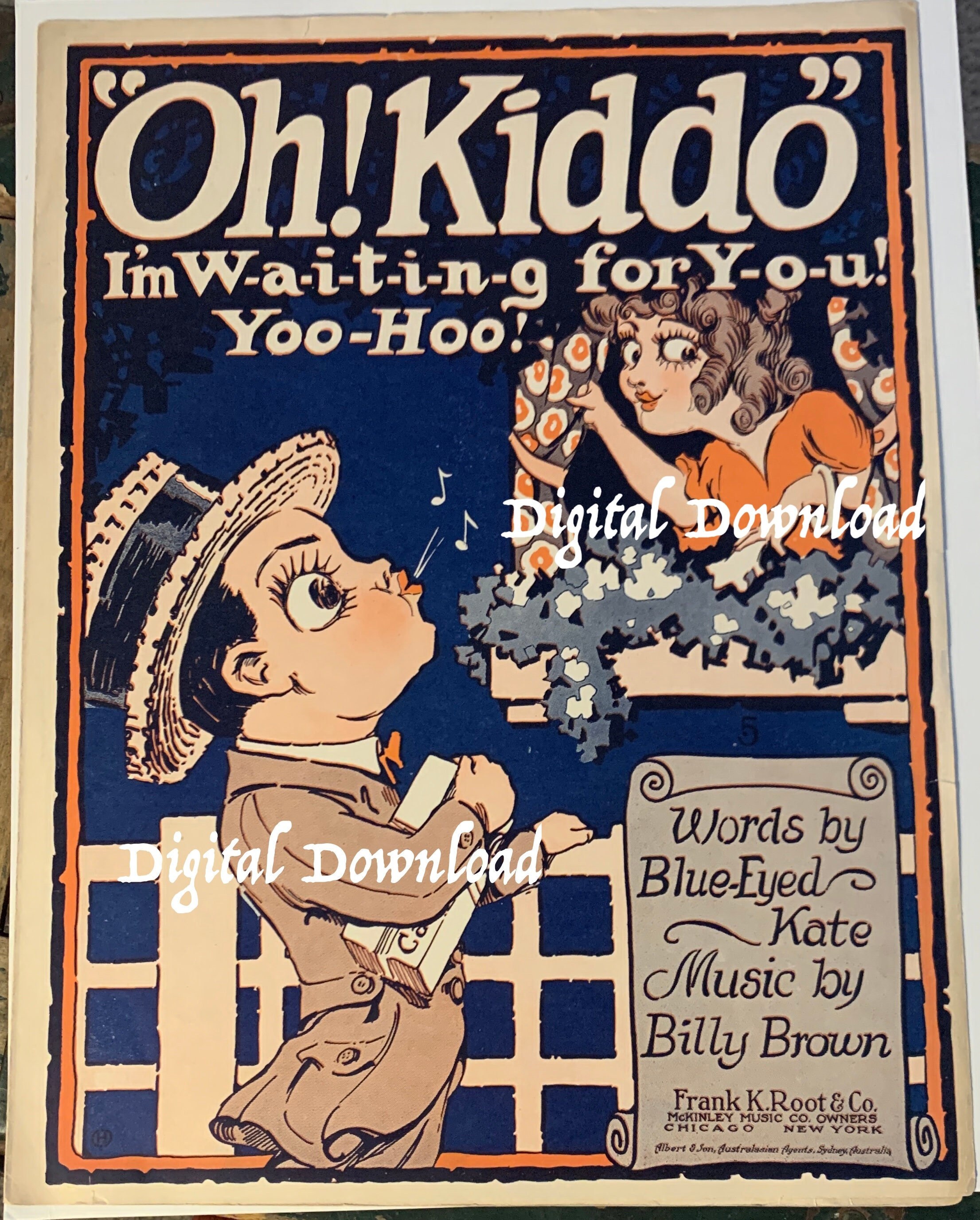 Oh, Kiddo 1918 Sheet Music Art, Perfect for Valentine's Day Projects ...