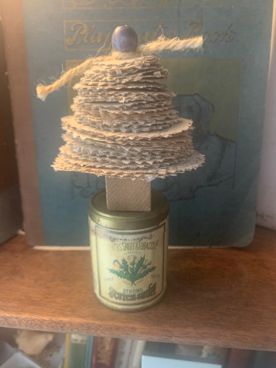 Vintage Book Page Tree on Antique Bowers Snuff Tin, Great Book Lover ...